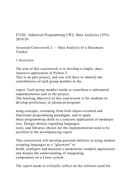 F21sc Industrial Programming Cw2 Data Analytics 35 20192docx Web Development Internet