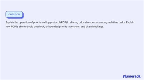 Solvedexplain The Operation Of Priority Ceiling Protocol Pcp In