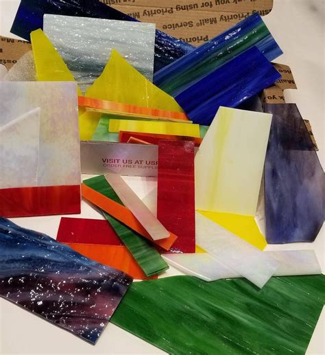 Stained Glass Pieces Mosaic Art Scrap Mixed Color Pack For Nature L