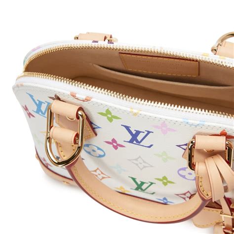 Louis Vuitton Takashi Murakami White Multicolor Alma Bb Gold Hardware