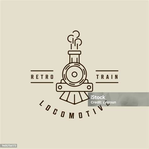 기관차 라인 아트 심볼 벡터 간단한 미니멀리스트 일러스트 템플릿 아이콘 그래픽 디자인 복고풍 또는 빈티지 열차 표지판 또는 교통 개념의 상징 라인아트에 대한 스톡 벡터 아트