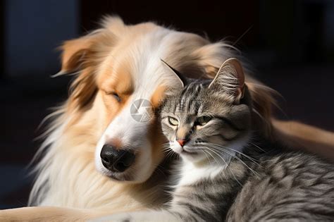 和谐共处的猫狗高清图片下载 正版图片600745654 摄图网
