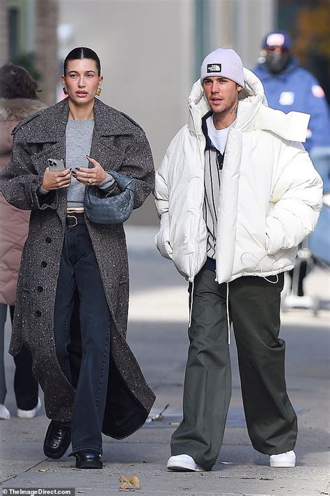 Hailey Bieber Looks Chic In Charcoal Coat As She Steps Out With Husband