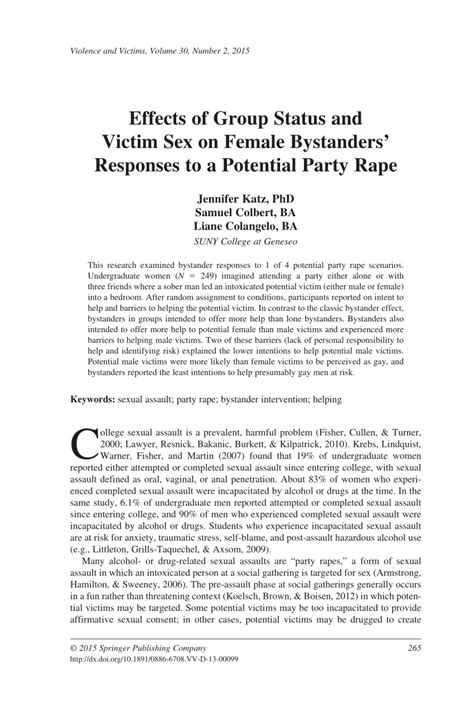 pdf effects of group status and victim sex on female bystanders