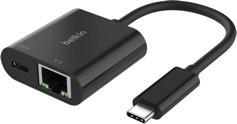 Belkin Connect Usb C To Ethernet Charge Adapter 100w Passthrough 1000 Mbps Ethernet Speed