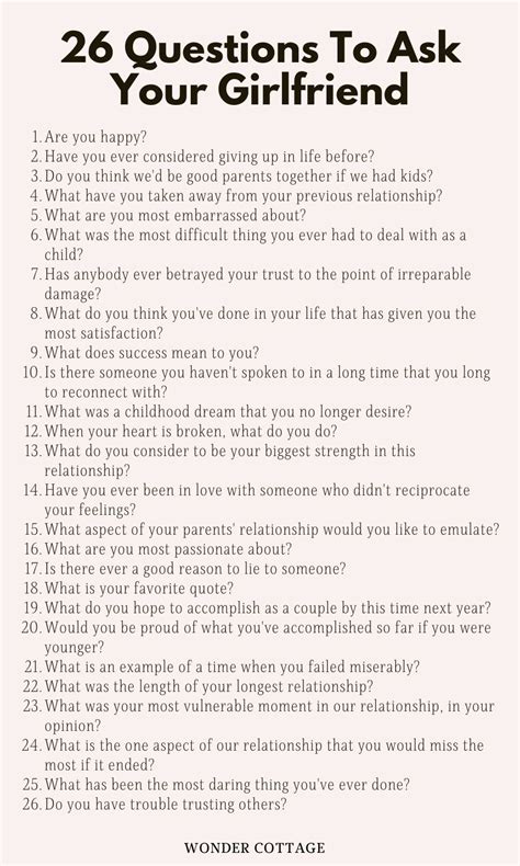 245 questions to ask your girlfriend wonder cottage – Artofit