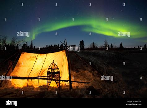 Trappers Tent Lit Up With Aurora Borealis At Wapusk National Park In