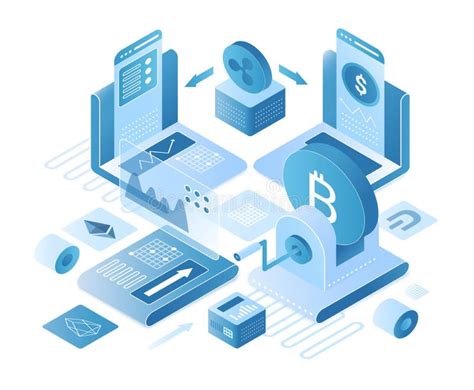 Crypto Exchange Isometric Illustration Cryptocurrency Bitcoin Trading Platform Concept Stock