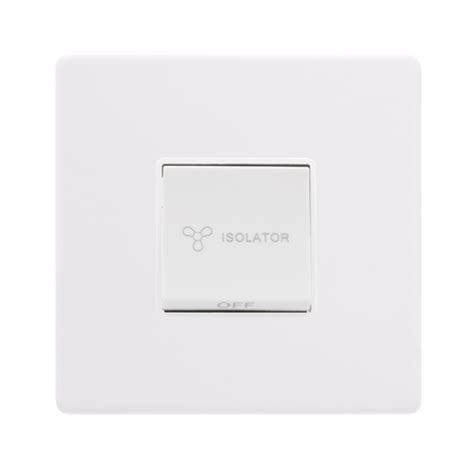 Click Scolmore 10a 3 Pole Fan Isolation Switch Polar White Cover Plate Polar White Insert