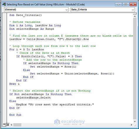 Excel Vba Select Row Based On Cell Value 3 Ways Exceldemy