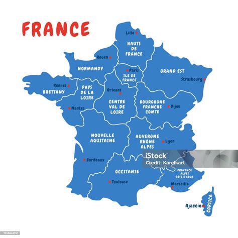 프랑스 지역과 프랑스의 정치지도 손으로 그린 벡터 일러스트 레이 션 프랑스에 대한 스톡 벡터 아트 및 기타 이미지 프랑스 지도 벡터 Istock