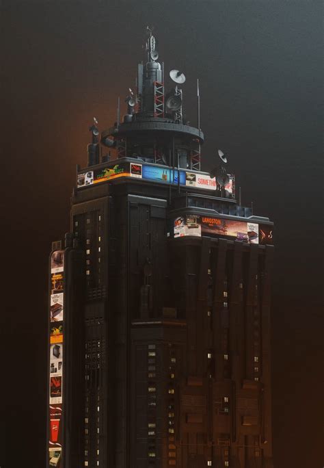 Brutalist Scifi Building Rblender