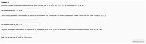 solved problem 1 25 points find the maximum and minimum