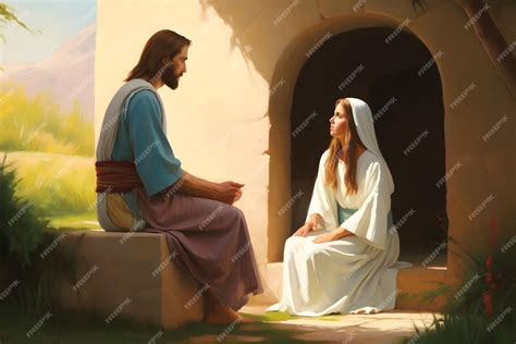 Premium Photo Jesus Christ Appearing To Mary Magdalene At Empty Tomb