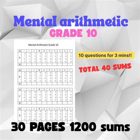 Grade 10 Mental Math Worksheet Abacus And Soroban Math Pdf Etsy