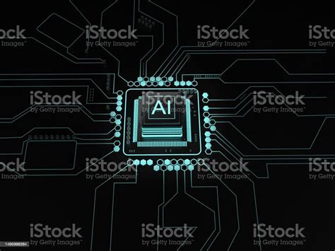 인공 지능 Ai 3d 렌더링 개념 이미지 디지털 프로세서 Ai 개념의 회로 배경에 컴퓨터 칩 고속 데이터 분석 및 연결 미래