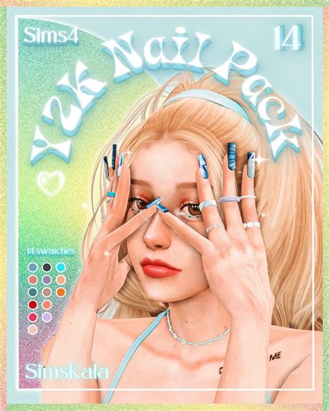 SimsKala Y2K Nail Pack SimsKala In 2023 Sims 4 Nails Sims 4
