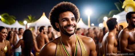 Smiling Brazilian Man Celebrating Carnival Stable Diffusion Online