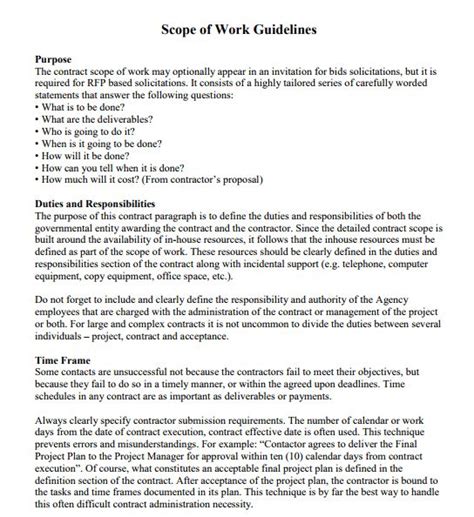 17 Free Scope Of Work Templates In Word Excel PDF Word Template Words Job Resume