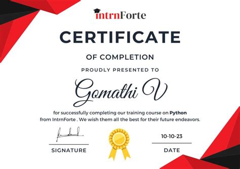 Gomathi Pushpa On Linkedin I Had Completed My Online Intern Ship In Intrn Forte For Python