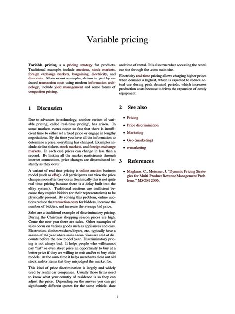 Variable Pricing 1 Discussion 2 See Also Pdf Marketing Economic