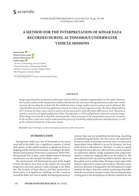 Pdf A Method For The Interpretation Of Sonar Data Recorded During Autonomous Underwater