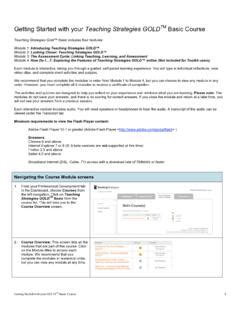 Getting Started With Your Teaching Strategies GOLDTM Basic