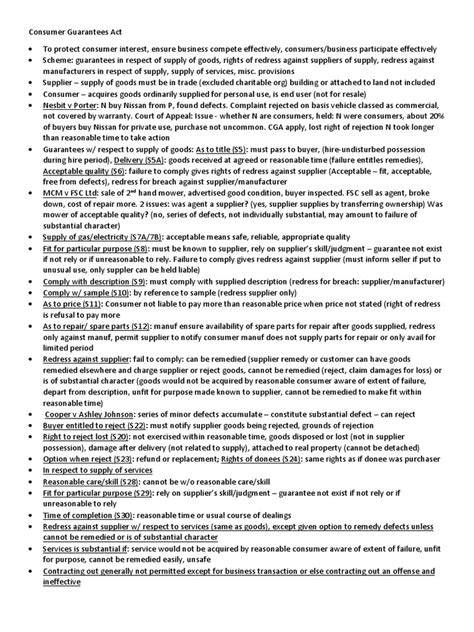 Consumer Guarantees Act Pdf Civil Law Legal System Business Law