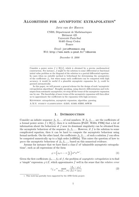 Pdf On Asymptotic Extrapolation