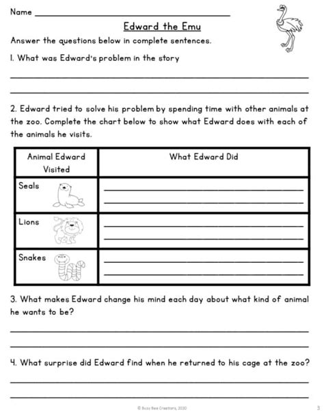 Edward The Emu Interactive Read Aloud Book Companion Comprehension