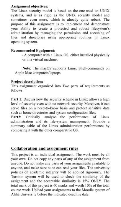 solved assignment objectives the linux security model is