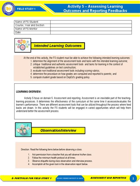 Fs1 Activity 5 Pdf Educational Assessment Cognitive Science