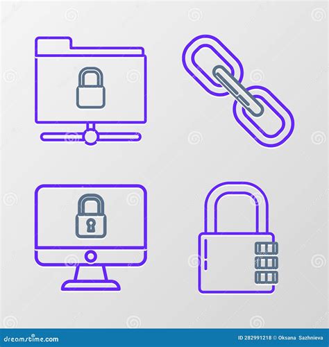 set line safe combination lock lock computer monitor screen chain