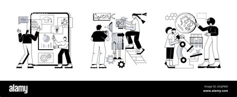 Fun Learning Activities Abstract Concept Vector Illustration Set Stem