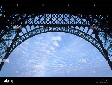 The Eiffel Tower Structure Paris Champ De Mars France Eu Wrought Iron Lattice Curve Detail