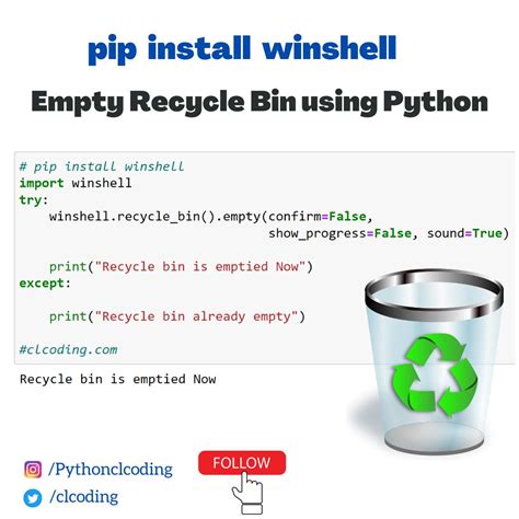 Python Coding On Linkedin Empty Recycle Bin Using Python