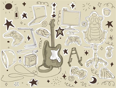 Premium Vector Rock Guitar Musical Instruments Teenagers Room Chair