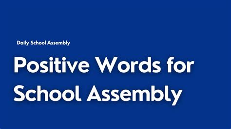 100 Positive Words For School Assembly With Meaning