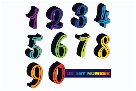 gradient 3d numbers vector set 3d realistic characters decorative