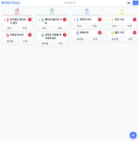 애자일 스프린트 회고 도구agile Sprint Retrospective Tool Chris Laboratory