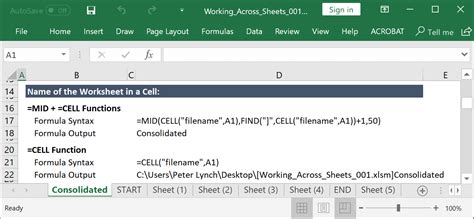 excel reference the tab name in a cell a simple model