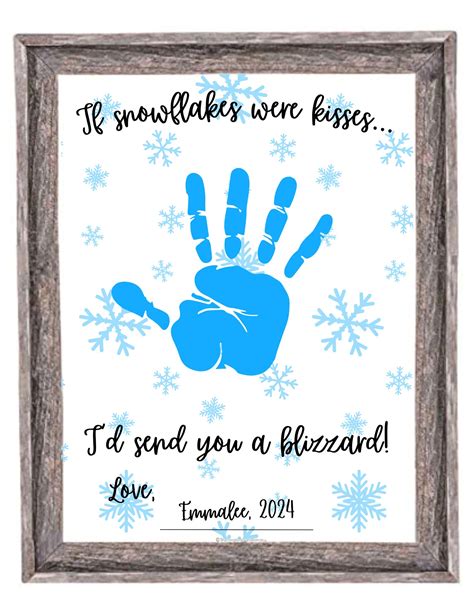 Snowflake Kisses Handprint Craft Template Winter Preschool And