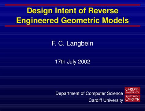 Design Intent Of Reverse Engineered Geometric Models Ex Tenebris Scientia