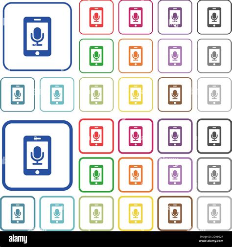 mobile recording color flat icons in rounded square frames thin and