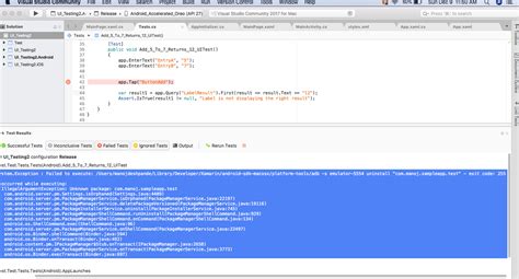 C Getting Error While Running Ui Tests In Xamarin Stack Overflow