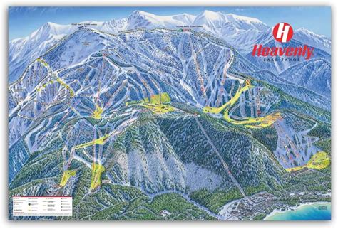 Heavenly Ski Resort Trail Map Poster Framed Or Unframed