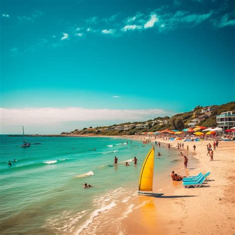 Premium Ai Image A Vibrant Summer Beach Scene