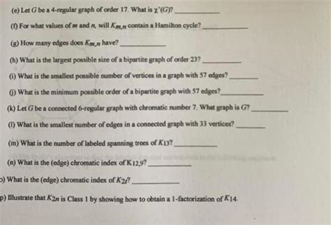 solved e let g be a 4 regular graph of order 17 what is