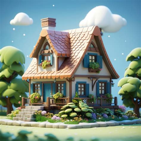 3d рендеринг коттеджного дома Бесплатно Фото