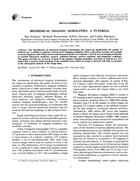 Biomedical Imaging Modalities